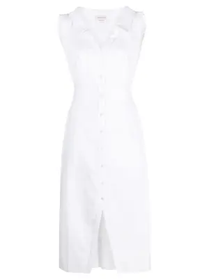 Alexander McQueen V-neck Sleeveless Dress - White
