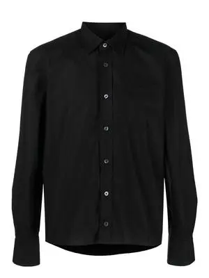 Raf Simons Logo-patch Long-sleeve Cotton Shirt - Black