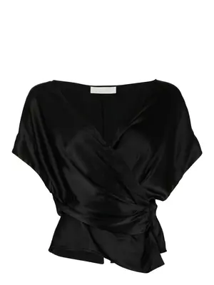 Michelle Mason Open-neck Top - Black
