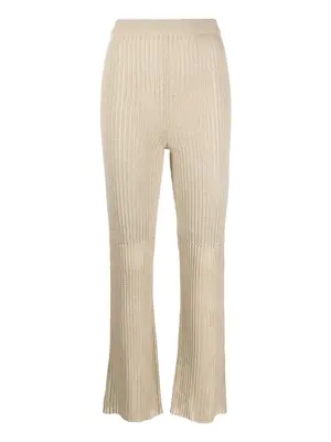 Nanushka High-waisted Ribbed Knit Trousers - Neutrals