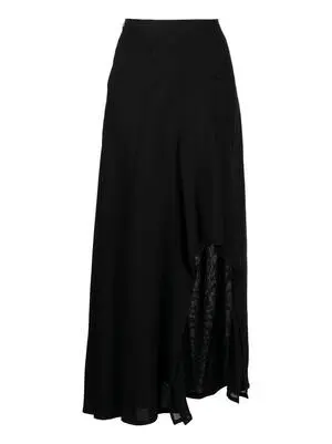 Yohji Yamamoto High-waisted Flared Cotton Skirt - Black