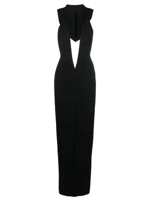 MONOT V-neck Hooded Gown - Black