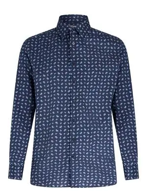 Etro Graphic-print Cotton Shirt - Blue