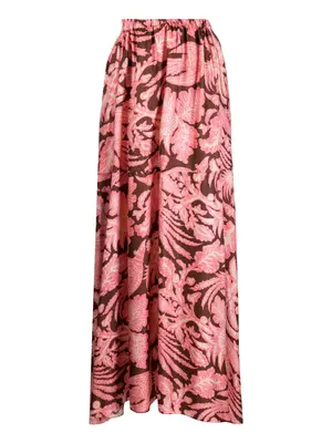 Biyan Floral-print Asymmetric Maxi Skirt - Pink