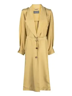 Alberta Ferretti Shawl-lapels Silk Trench Coat - Neutrals
