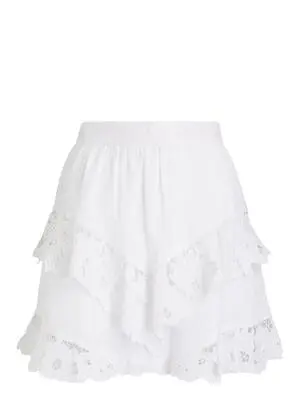 MARANT ETOILE Enali Tiered Linen Mini Skirt - White