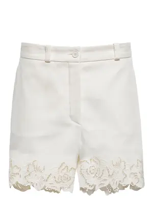 Elie Saab Embroidered Cotton Shorts - White