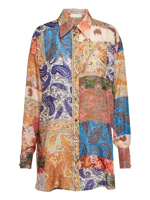 Zimmermann Devi Patchwork Silk Shirt - Multicoloured