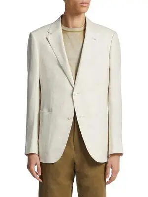 Zegna Fairway Crossover Linen & Wool Blend Sport Coat - Ecru
