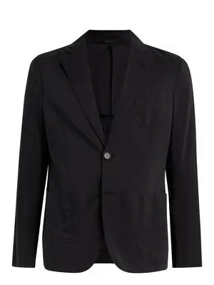 Giorgio Armani Silk-blend Single-breasted Blazer - Blue