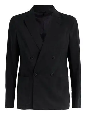 Giorgio Armani Silk-blend Double-breasted Blazer - Blue