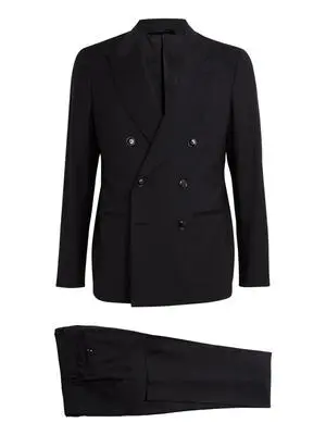 Giorgio Armani Wool Double-breasted Two-piece Suit - Blue