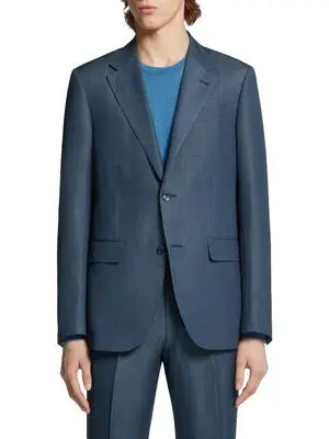 Zegna ZEGNA Trofeo Wool And Linen Sport Coat Blue