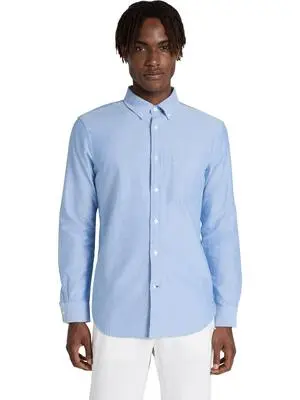 Club Monaco Long Sleeve Solid Oxford Shirt - Blue