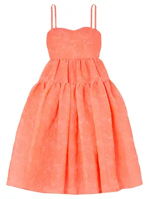 Erdem Abelia Tiered Cloqué Midi Dress - Orange