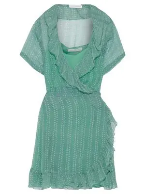 Cloe Cassandro Kimi Ruffle-trimmed Mini Wrap Dress - Mint