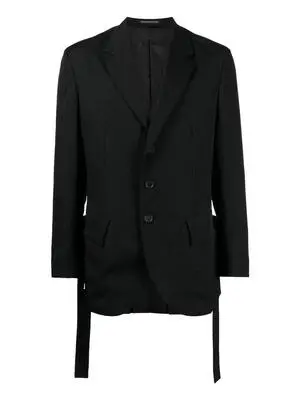 Yohji Yamamoto Single-breasted Notched Wool Blazer - Black
