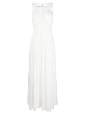Alberta Ferretti Embroidered Silk Maxi Dress - White