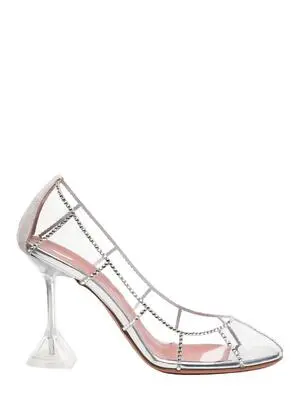 Amina Muaddi Kitty Crystal-embellished Pumps - Silver