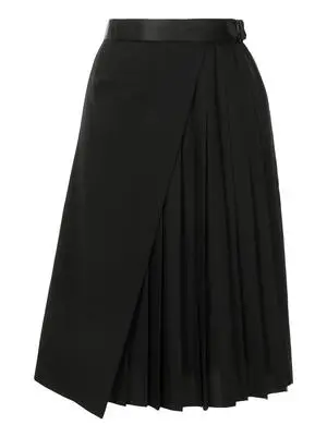 Off-White Logo-tape Detail Pleated Skirt - Black