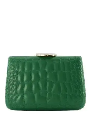 Giambattista Valli Embossed Leather Clutch - Green