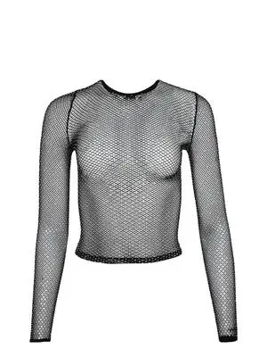 Balenciaga Crystal Mesh Top - Black