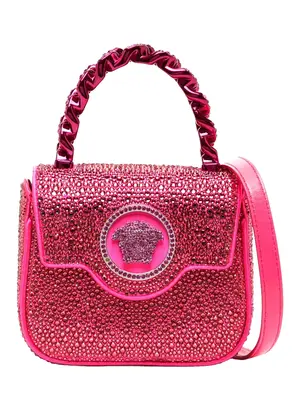 Versace La Medusa Crystal-embellished Mini Bag - Pink