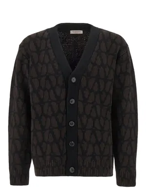 Valentino Garavani Toile Iconographe Wool Cardigan - Brown