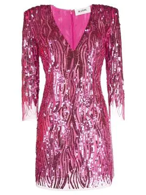 BLUGIRL Sequinned V-neck Mini Dress - Pink