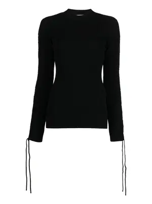 Off-White Lace-detail Ribbed Top - Black