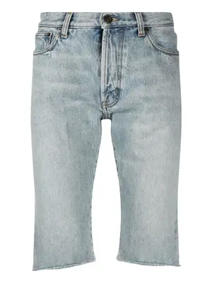 Saint Laurent Raw-cut Edge Denim Shorts - Blue