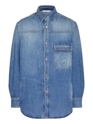 Valentino Garavani Vlogo Signature Denim Shirt - Blue