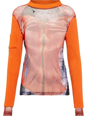 Y/project X Jean Paul Gaultier Trompe L'oeil Top - Orange