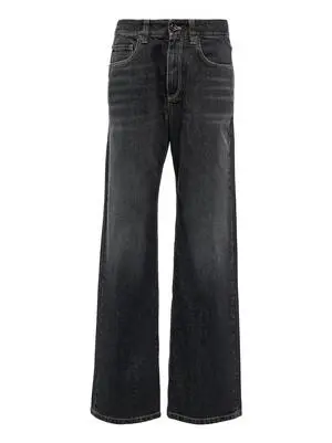 Brunello Cucinelli Embellished Wide-leg Jeans - Grey