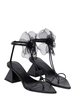 NENSI DOJAKA Appliqué Leather Thong Sandals - Black