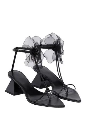 NENSI DOJAKA Appliqué Leather Thong Sandals - Black