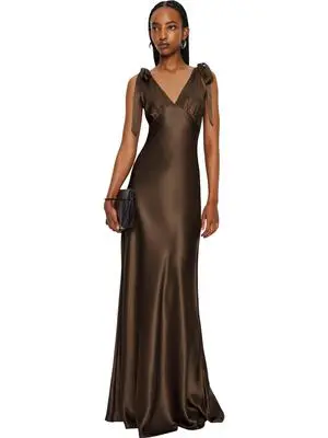 REFORMATION Reformation Pernille Silk Dress Pinecone