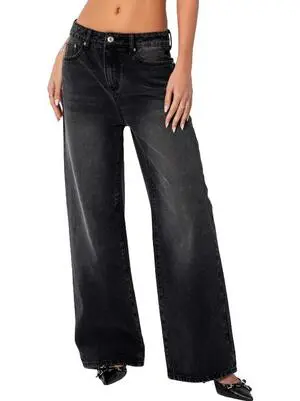 EDIKTED Braya Baggy Jeans - Black-washed