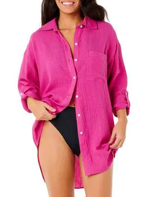 Rip Curl Rip Curl Premium Linen Blend Blouse Fuchsia