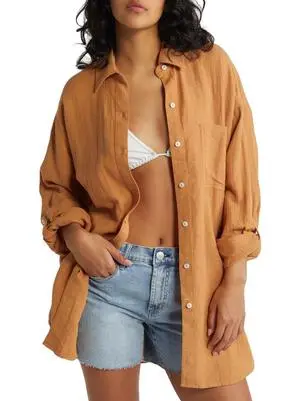 Rip Curl Rip Curl Premium Linen Blend Blouse Light Brown