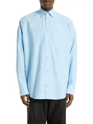 Balenciaga Logo Back Oversize Button-up Shirt - Sky Blue