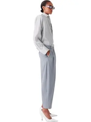 Stella McCartney Pleated High-Rise Wool Pants Mist
