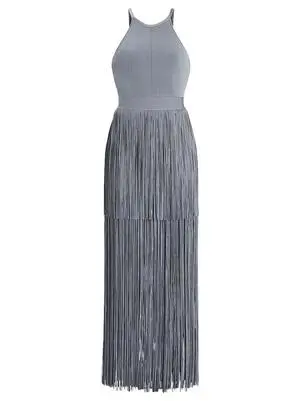 HERVE LEGER Halter Fringe Maxi Dress