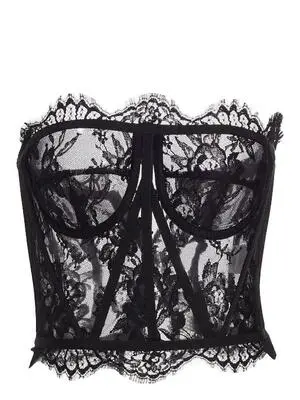 Dolce & Gabbana Strapless Lace Corset Top - Black