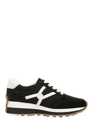 Veronica Beard Valentina Mixed Leather Retro Sneakers - Black