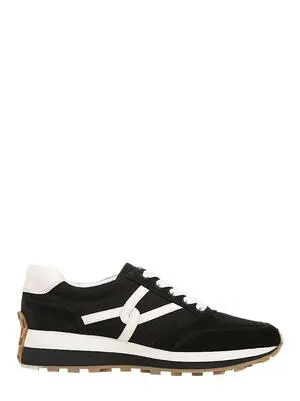 Veronica Beard Valentina Mixed Leather Retro Sneakers - Black/white