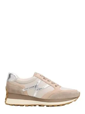 Veronica Beard Valentina Mixed Leather Retro Sneakers - Grey Multi