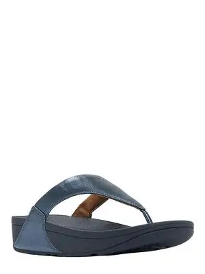 Fitflop Lulu Thong Wedge Sandals - Metallic Cosmic Blue