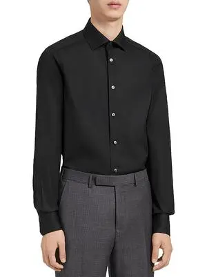 Zegna Trofeo Long Sleeve Tailored Fit Shirt - Black