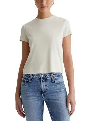 Ag Sadie Crew Cropped Tee Ivory Dust